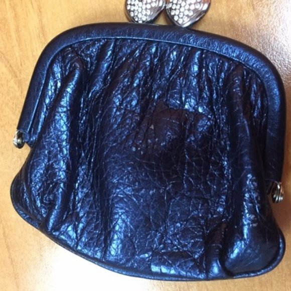 Brighton | Bags | Brighton Blue Metallic Kiss Coin Purse Wdefect | Poshmark